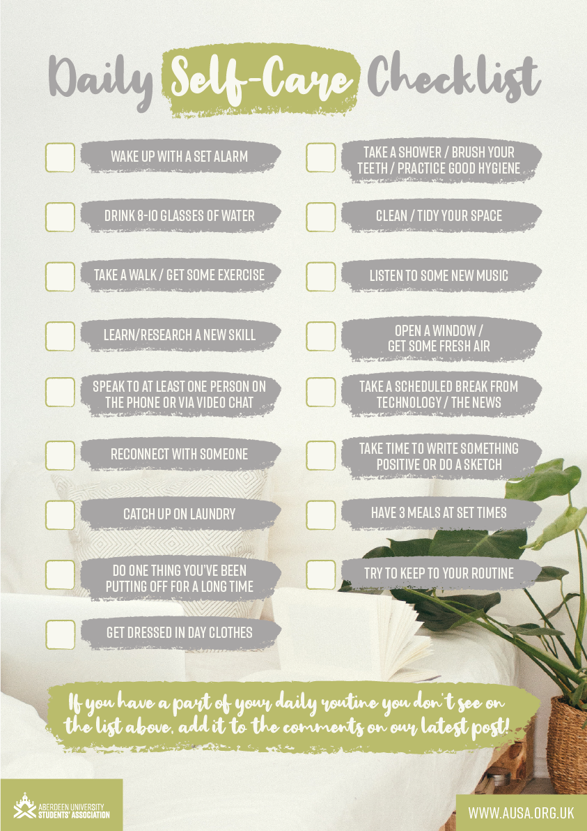 Self Care Checklist Self Care Checklist